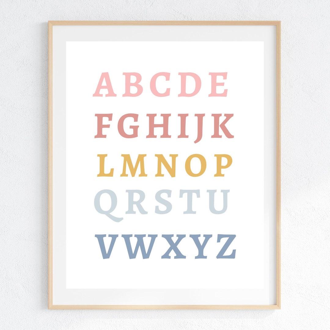 Boho Rainbow Alphabet Poster, Boho Homeschool Decor, Neutral Alphabet ...