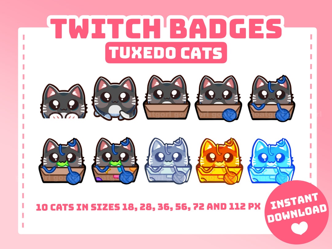 Tuxedo Cat Sub Badges for Twitch/youtube/discord Emotes Bit Badges ...