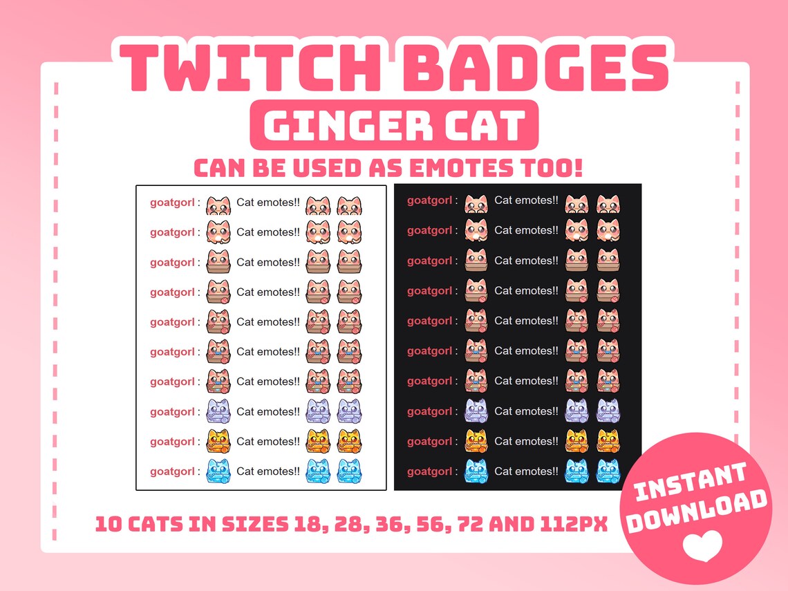 Ginger Cat Sub Badges for Twitch/youtube/discord | Emotes | Bit Badges ...