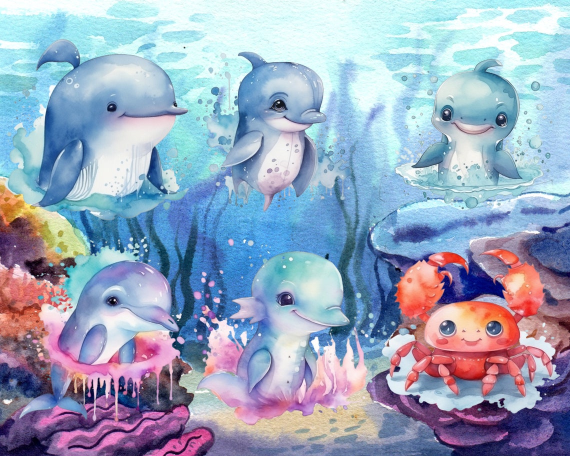 Under the Sea Clipart Set Watercolor Clipart Versions of All Your ...