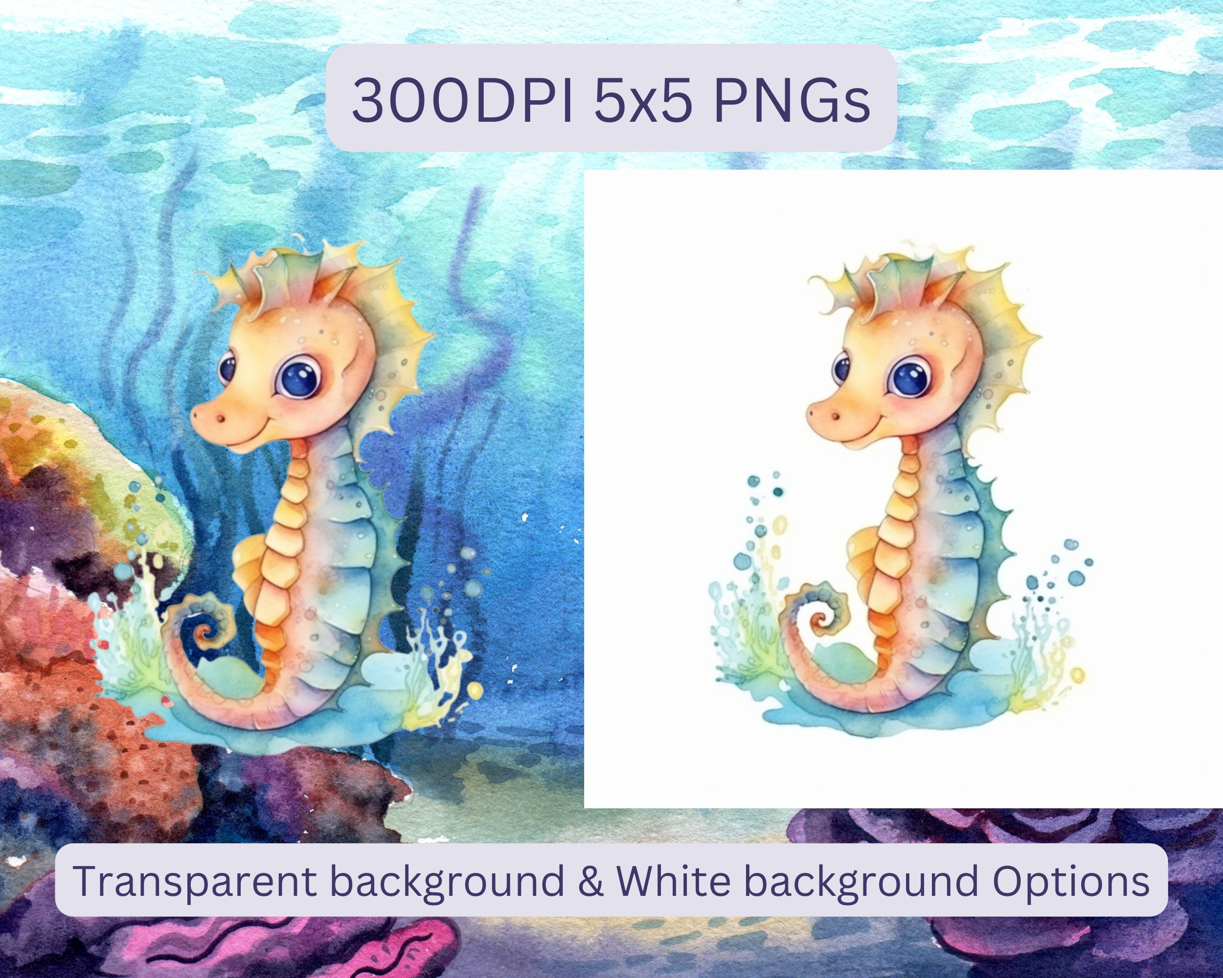 Under the Sea Clipart Set - Watercolor Clipart Versions of All Your ...