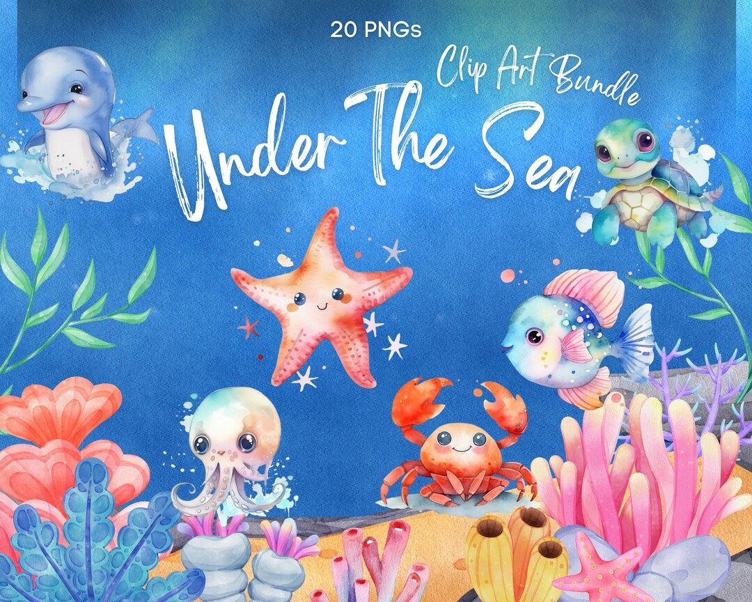 Under the Sea Clipart Set - Watercolor Clipart Versions of All Your ...