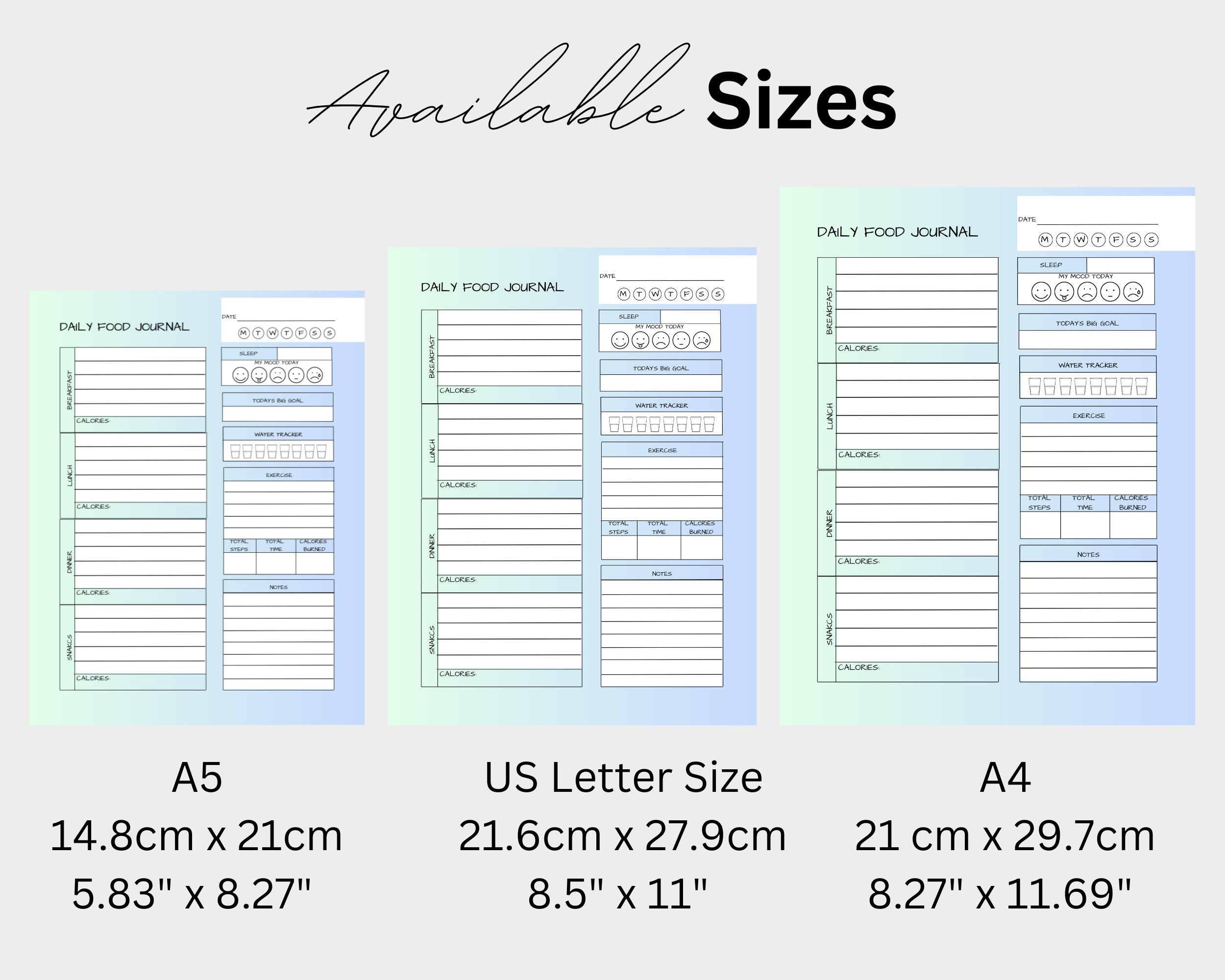 Digital Meal Plan Diary Daily Food Journal & Diet Planner PDF Printable ...