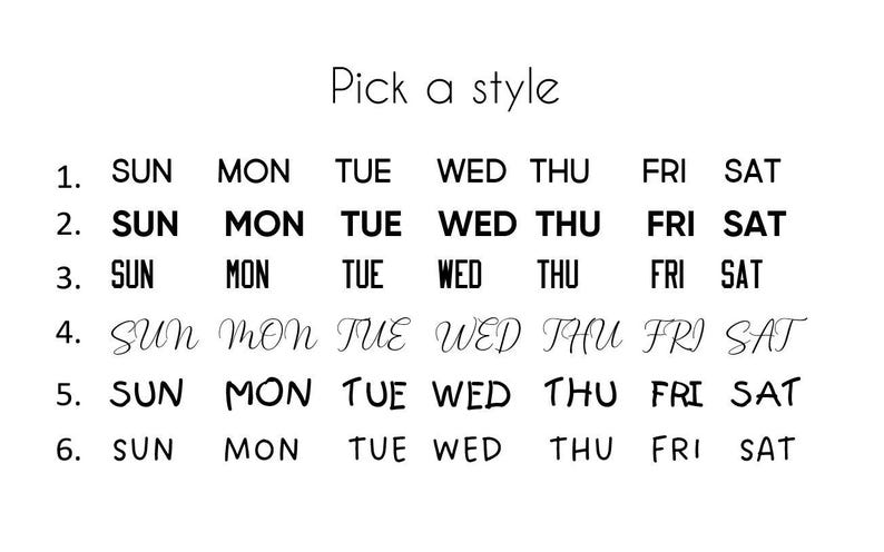 Calendar Days Label Sticker for Whiteboard Blackboard Elegant Cute ...