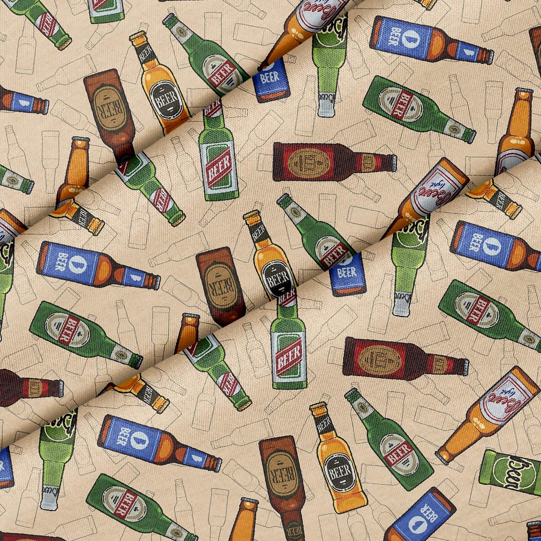 Beer Bottle Theme Fabric, Premium Quality Fabric - for Quilting, DIY ...
