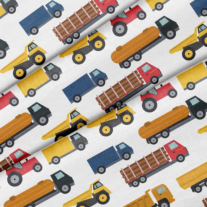 Construction Trucks Theme Fabric, Premium Quality Fabric - for Quilting ...
