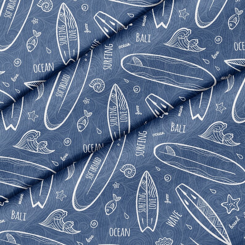 Surfboard Surfing Theme Fabric, Premium Quality Fabric - for Quilting ...
