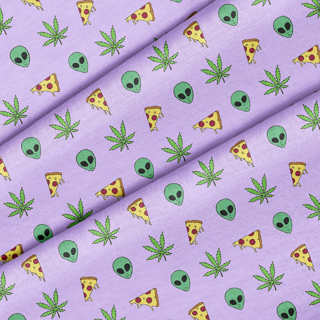 Weed and Alien Theme Fabric, Premium Quality Fabric for Quilting, DIY ...