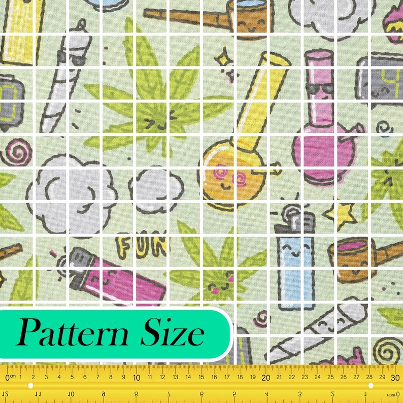 Marijuana Cartoon Theme Fabric, Premium Quality Fabric - for Quilting ...