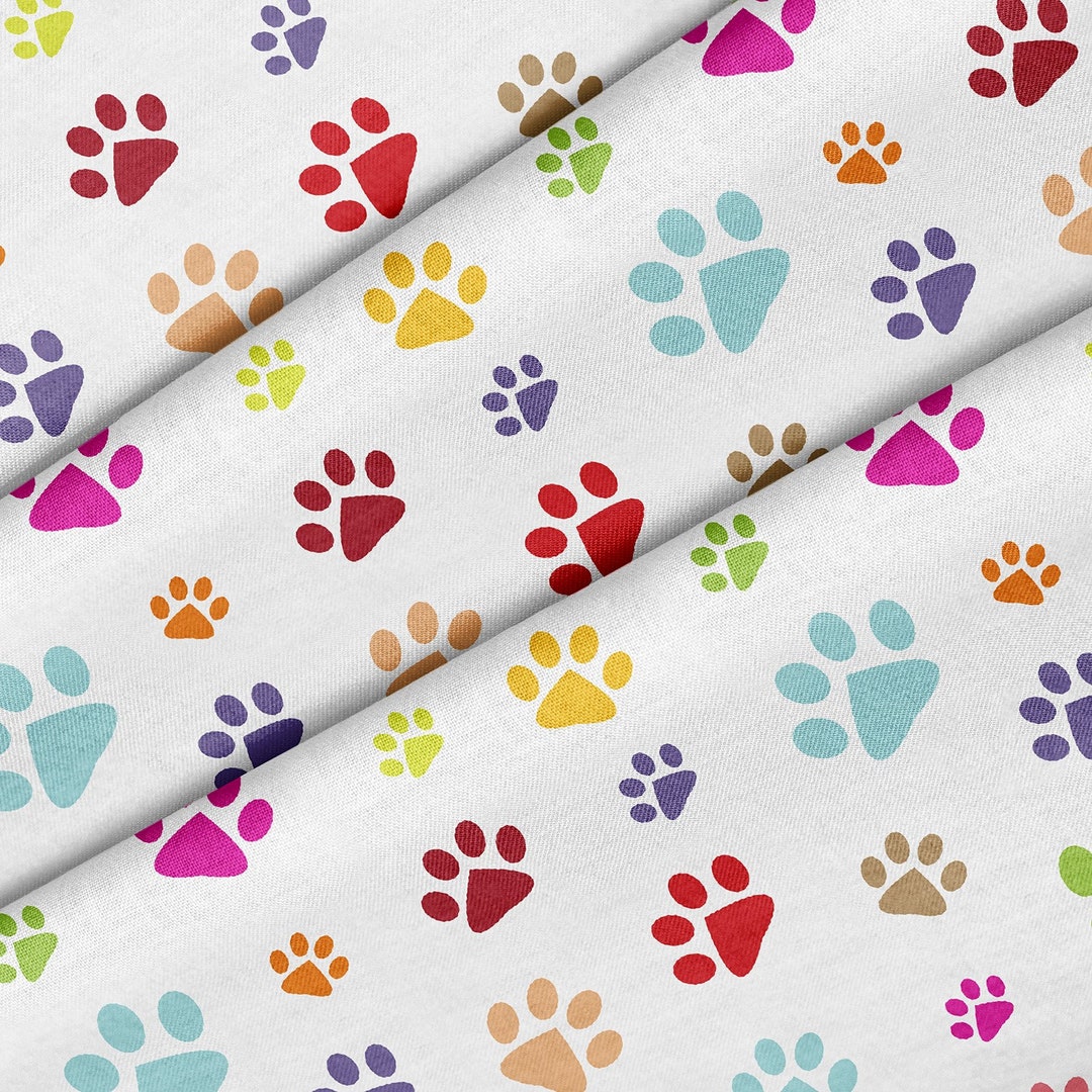 Colorful Paw Prints Theme Fabric, Premium Quality Fabric - for Quilting ...
