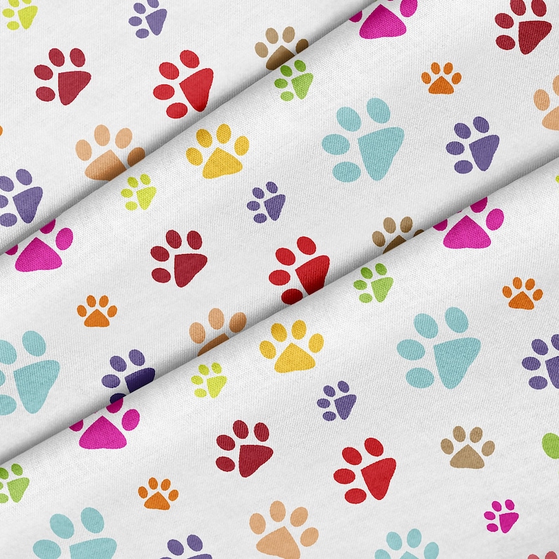 Colorful Paw Prints Theme Fabric, Premium Quality Fabric for Quilting ...