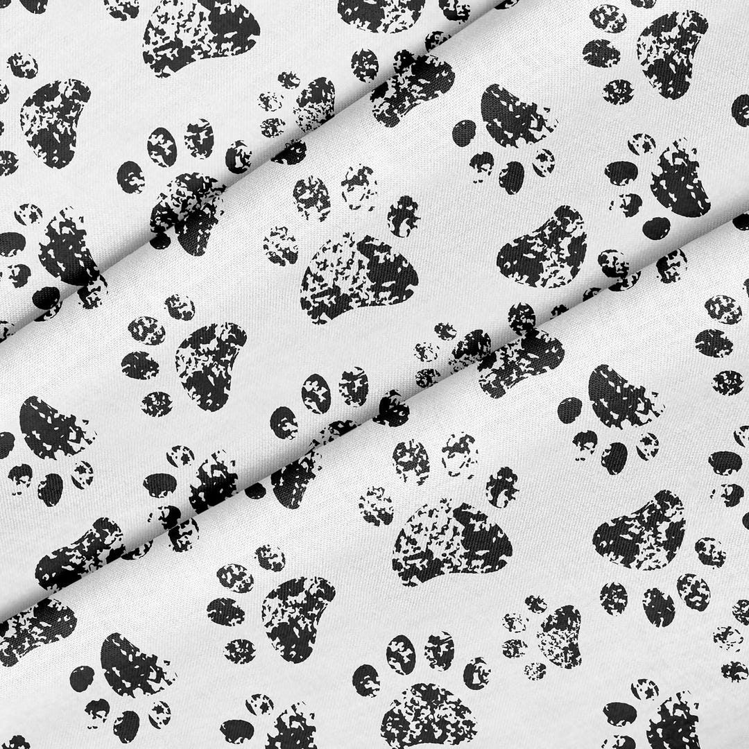 Cat Dog Paw Prints Theme Fabric, Premium Quality Fabric - for Quilting ...