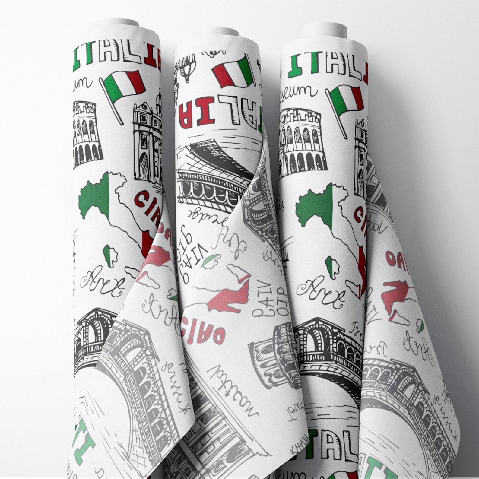 Italy Landmarks Theme Fabric, Premium Quality Fabric - for Quilting ...