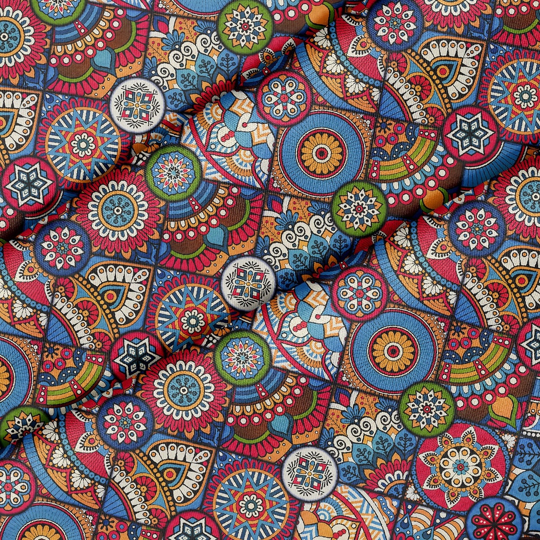 Moroccan Tile Theme Fabric, Premium Quality Fabric - for Quilting, DIY ...