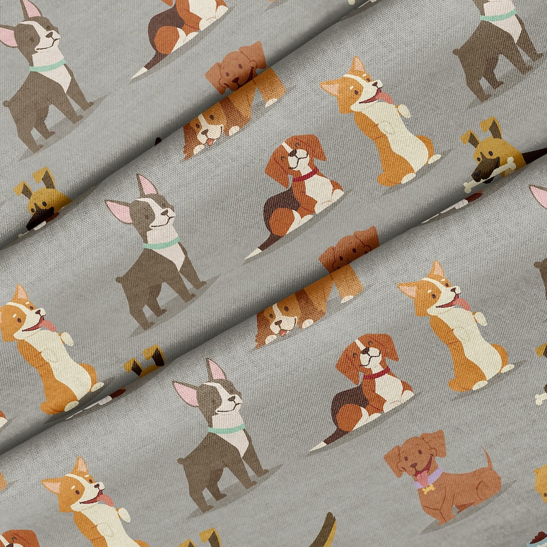 Dog Breeds Theme Fabric, Premium Quality Fabric - for Quilting, DIY ...