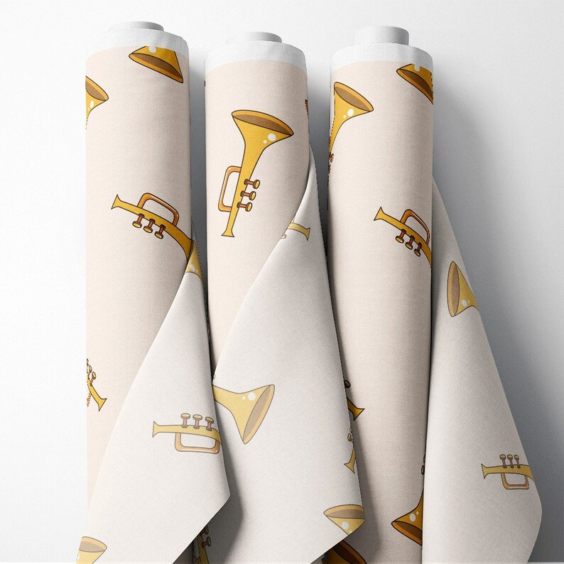 Cartoon Trumpet Theme Fabric, Premium Quality Fabric - for Quilting ...