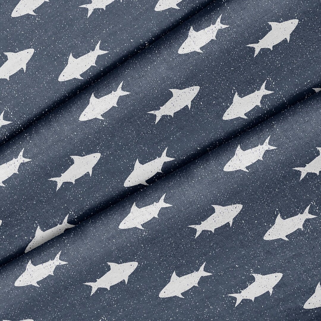 Shark Nautical Theme Fabric, Premium Quality Fabric - for Quilting, DIY ...