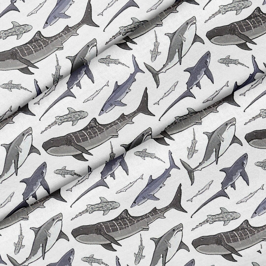 Watercolor Sharks Theme Fabric, Premium Quality Fabric - for Quilting ...