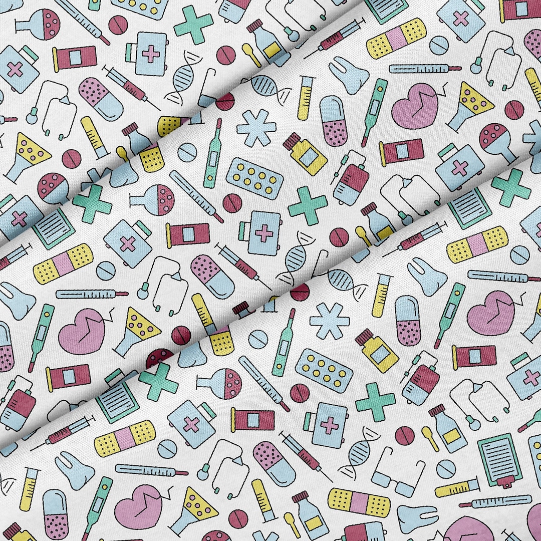 Medical Tools Theme Fabric, Premium Quality Fabric - for Quilting, DIY ...