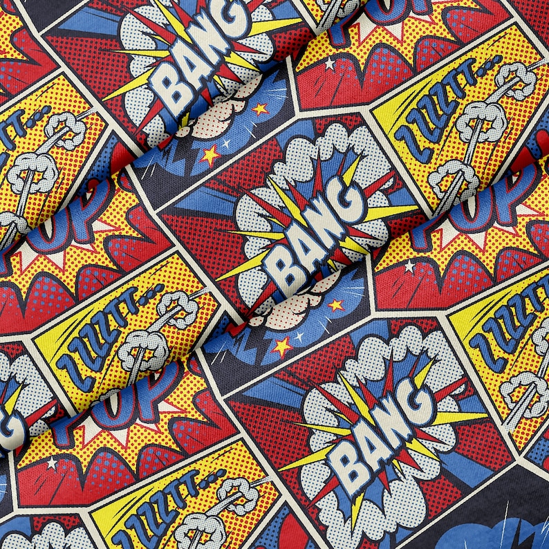 Retro Comic Book Strip Theme Fabric, Premium Quality Fabric - for ...