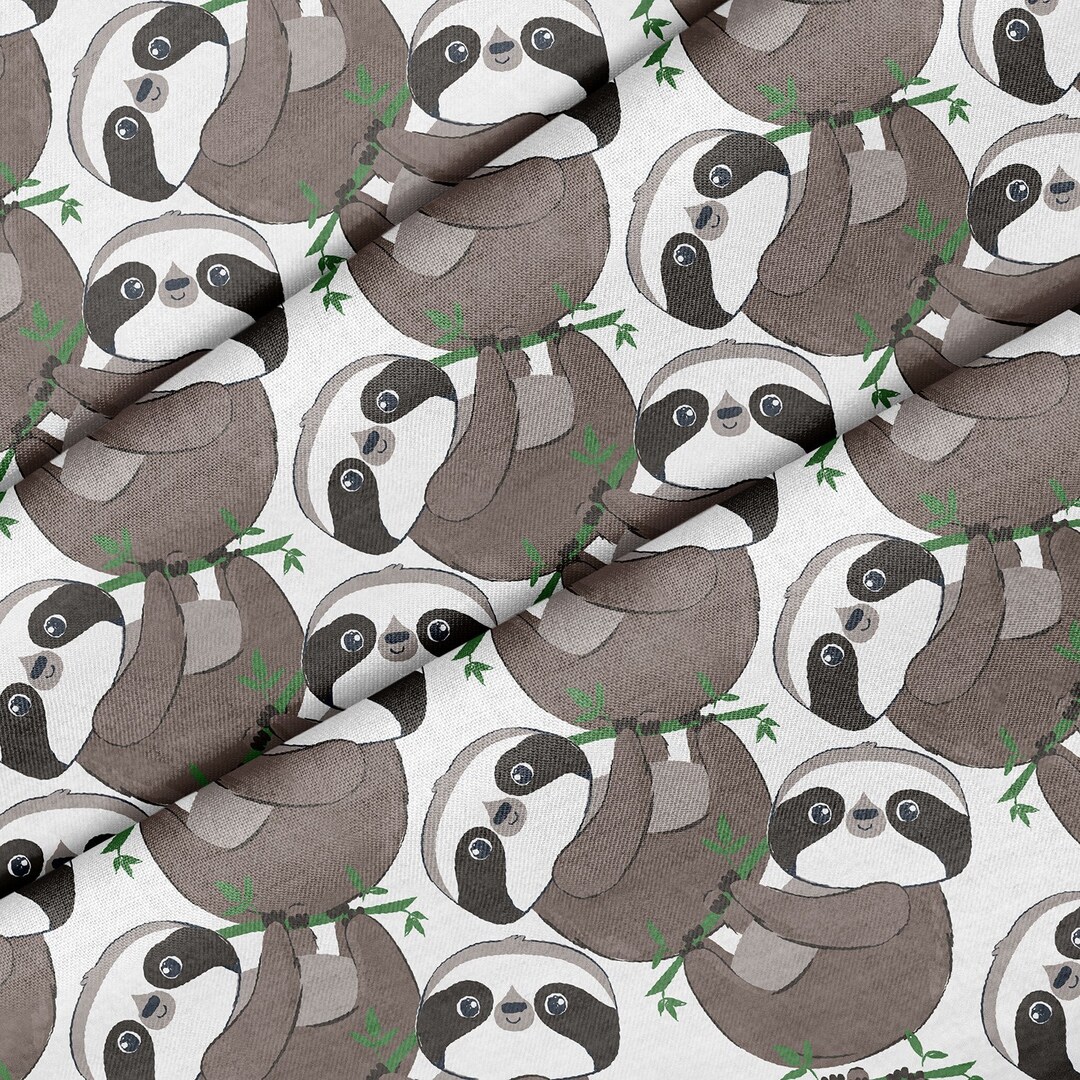 Adorable Sloth Theme Fabric, Premium Quality Fabric - for Quilting, DIY ...