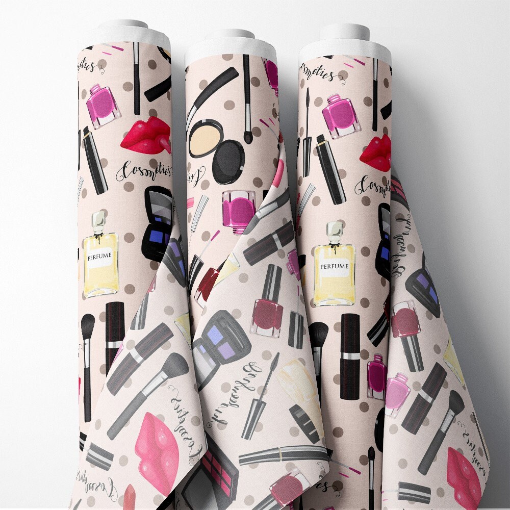 Cosmetics Lipstick Theme Fabric, Premium Quality Fabric - for Quilting ...