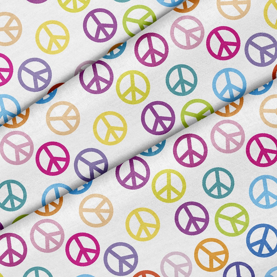 Peace Sign Theme Fabric, Premium Quality Fabric - for Quilting, DIY ...
