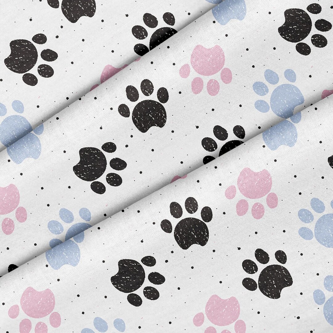 Colorful Dog Paws Theme Fabric, Premium Quality Fabric - for Quilting ...