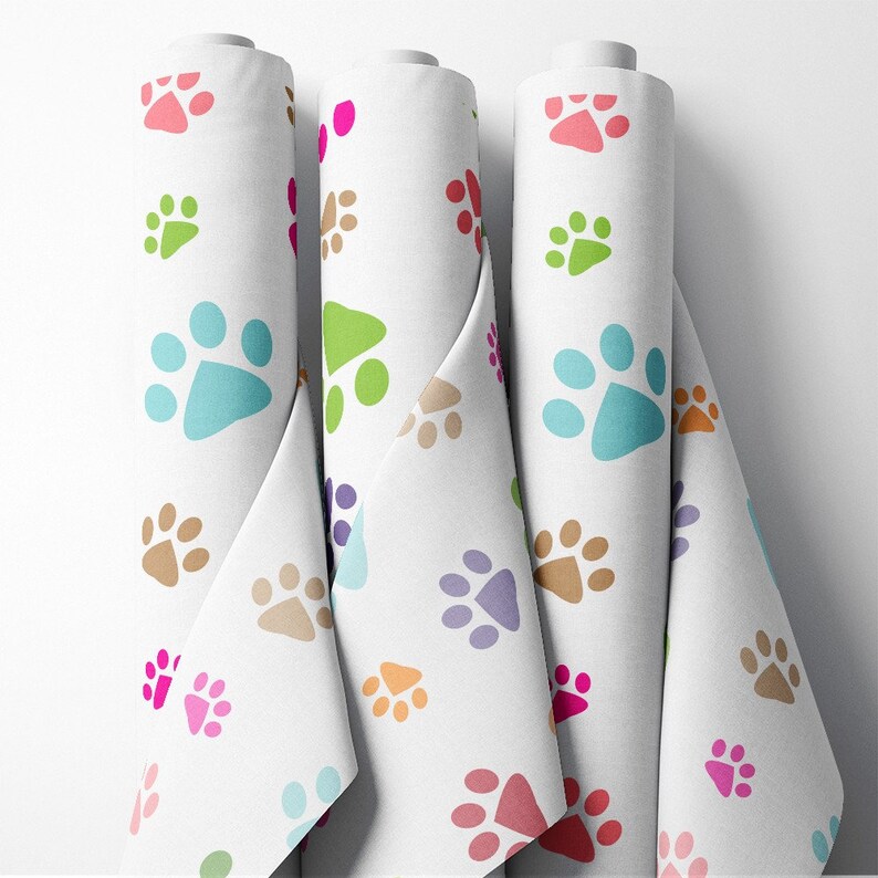Colorful Paw Prints Theme Fabric, Premium Quality Fabric - for Quilting ...