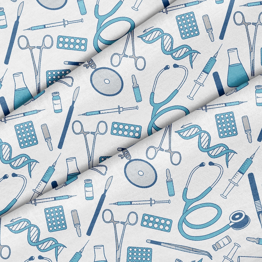 Medical Tools Theme Fabric, Premium Quality Fabric - for Quilting, DIY ...