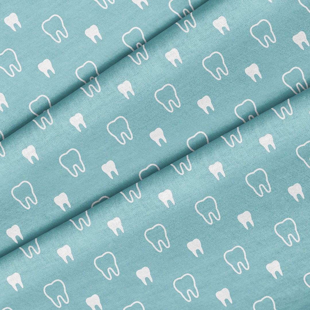 White Teeth Theme Fabric, Premium Quality Fabric - for Quilting, DIY ...
