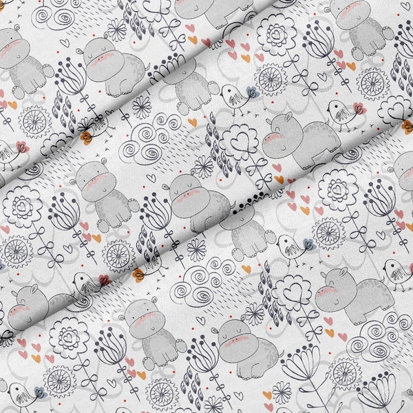 Hippo Themed Fabric - Etsy