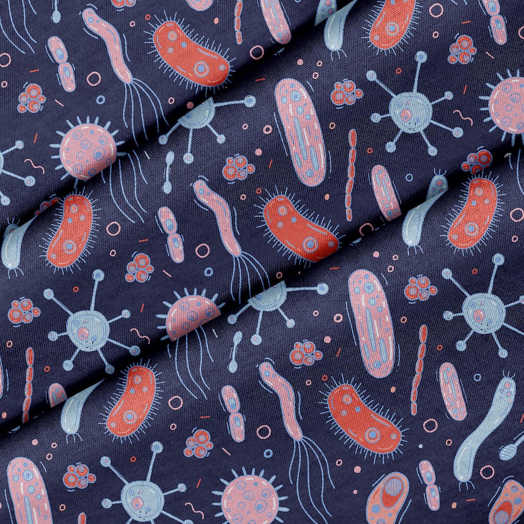 Bacteria Germs Microorganism Theme Fabric, Premium Quality Fabric - for ...
