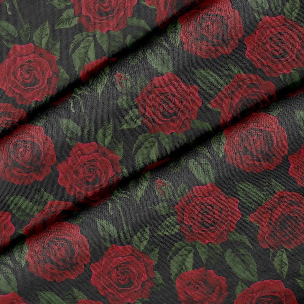 Red Rose Fabric - Etsy