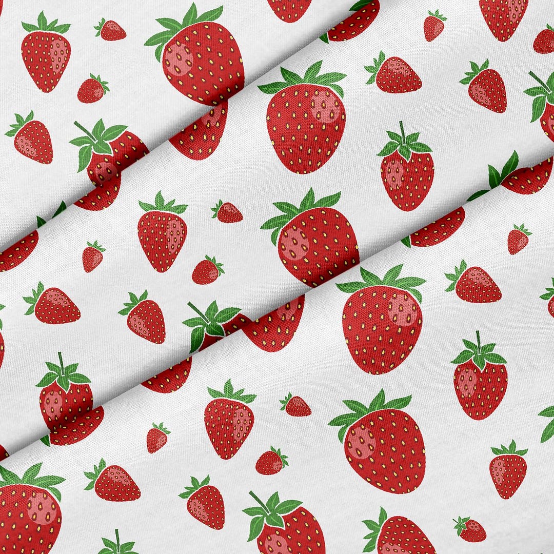 Strawberry Fruit Theme Fabric, Premium Quality Fabric - for Quilting ...