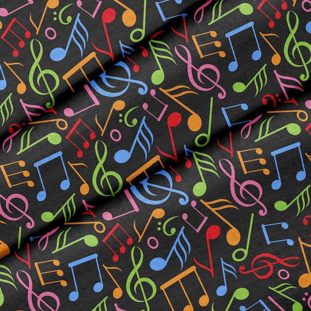 Music Notes Theme Fabric, Premium Quality Fabric - for Quilting, DIY ...