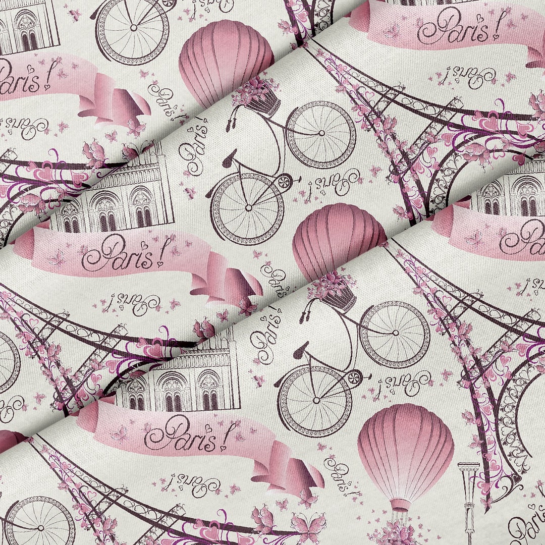 Romantic Paris Theme Fabric, Premium Quality Fabric - for Quilting, DIY ...