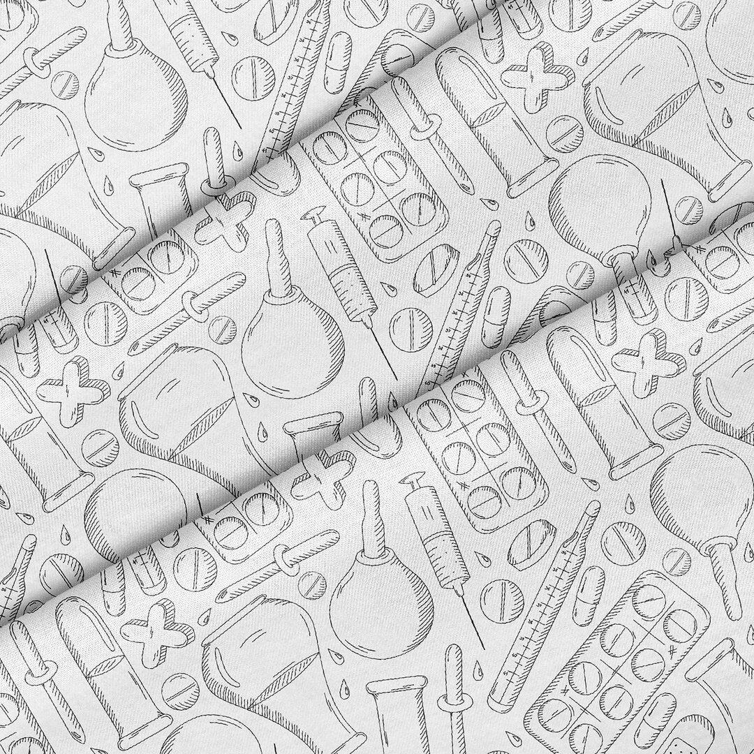 Medical Tools Theme Fabric, Premium Quality Fabric - for Quilting, DIY ...