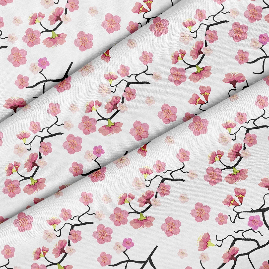 Sakura Cherry Blossom Theme Fabric, Premium Quality Fabric - for ...