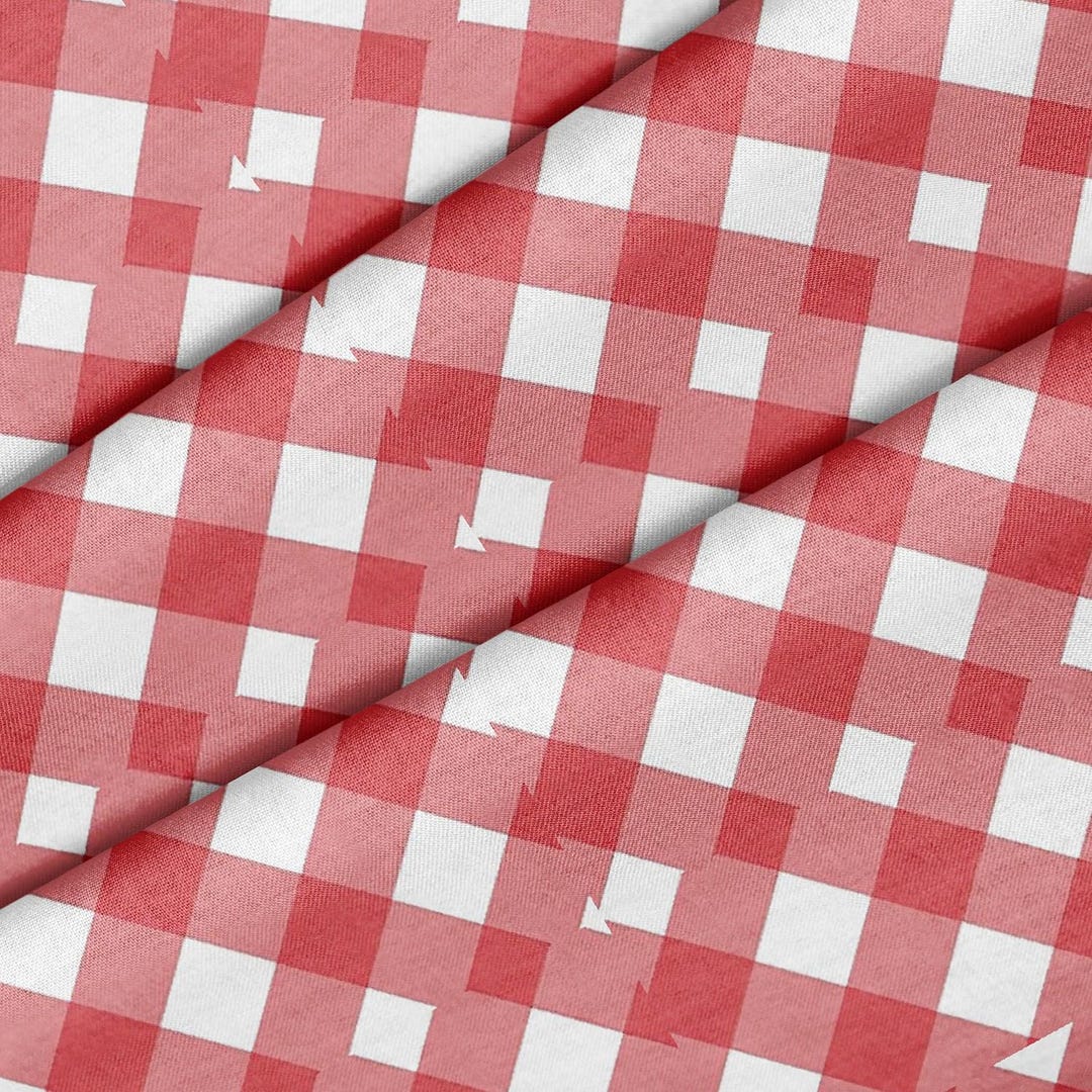 Red White Gingham Pattern Theme Fabric, Premium Quality Fabric - for ...