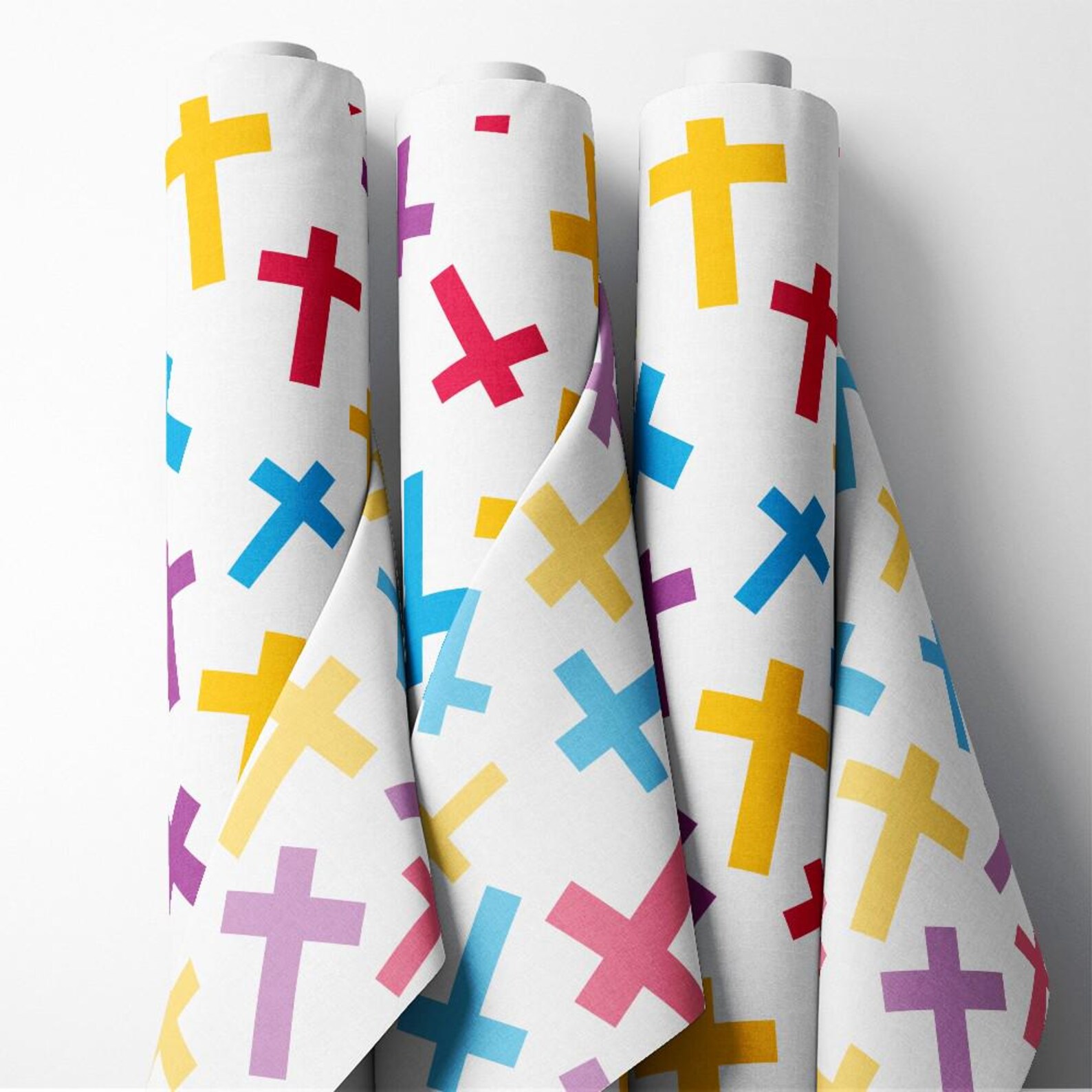 Catholic Cross Design Theme Fabric, Premium Quality Fabric - for ...