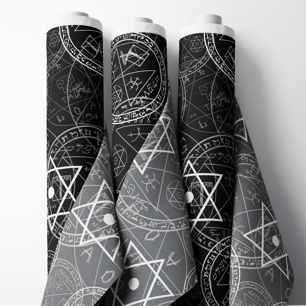 Mystic Occult Symbols Theme Fabric, Premium Quality Fabric - for ...
