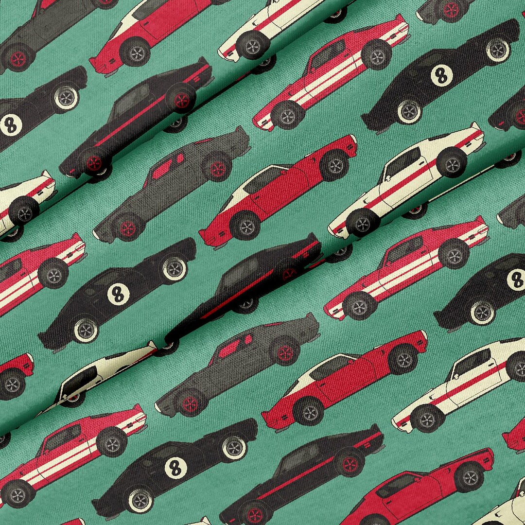 American Muscle Car Theme Fabric, Premium Quality Fabric - for Quilting ...