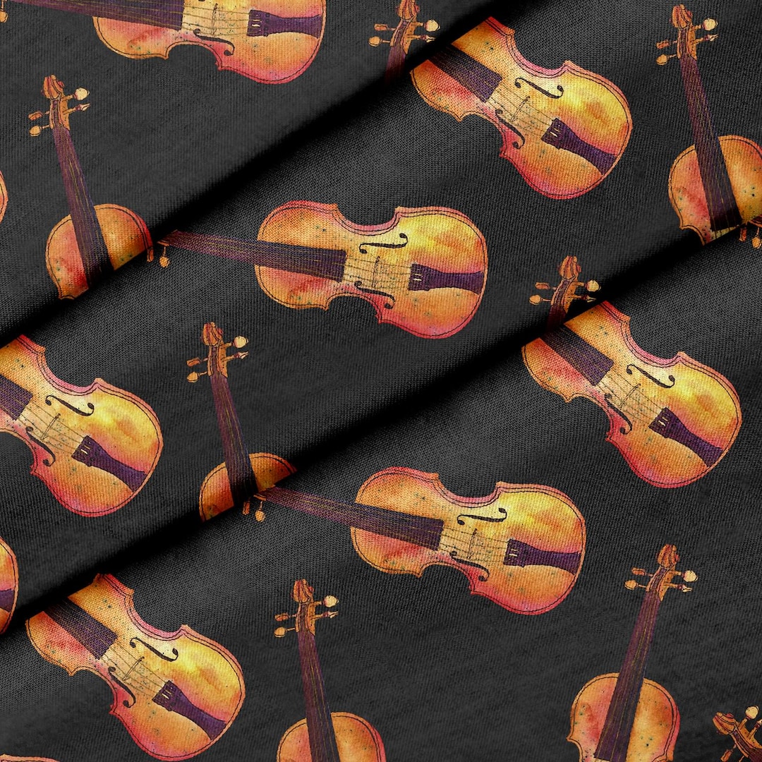 Violin Instrument Design Theme Fabric, Premium Quality Fabric - for ...