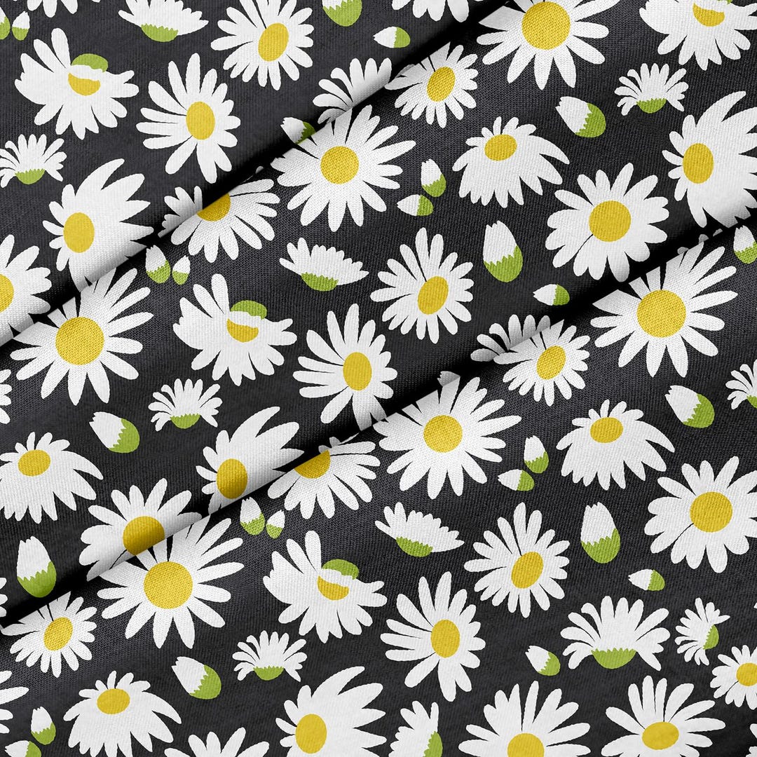 Daisies Flower Theme Fabric, Premium Quality Fabric - for Quilting, DIY ...