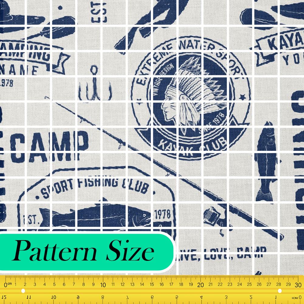 Fishing Club Canoe Theme Fabric, Premium Quality Fabric - for Quilting ...