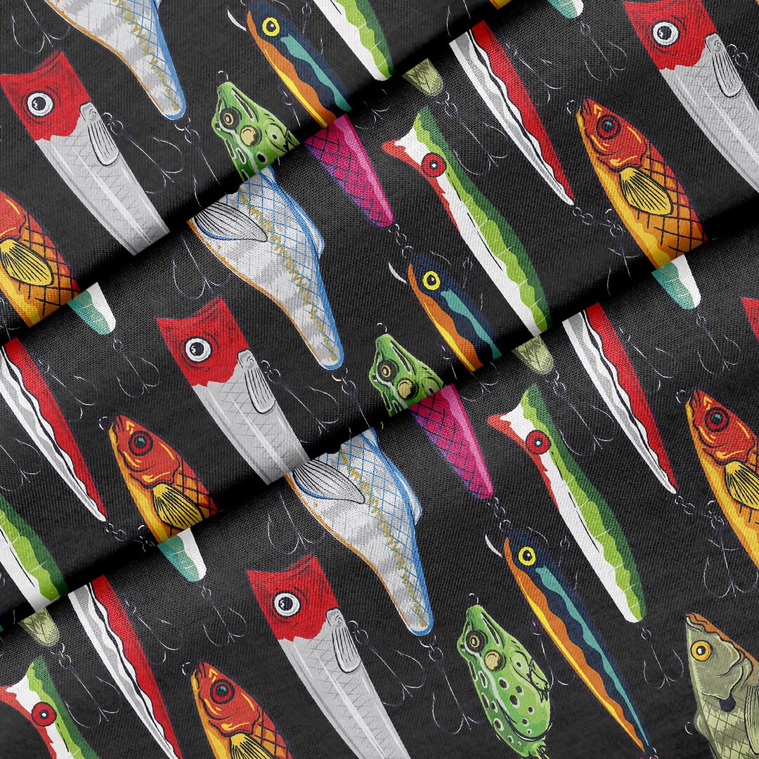 Colorful Fishing Lure Theme Fabric, Premium Quality Fabric - for ...