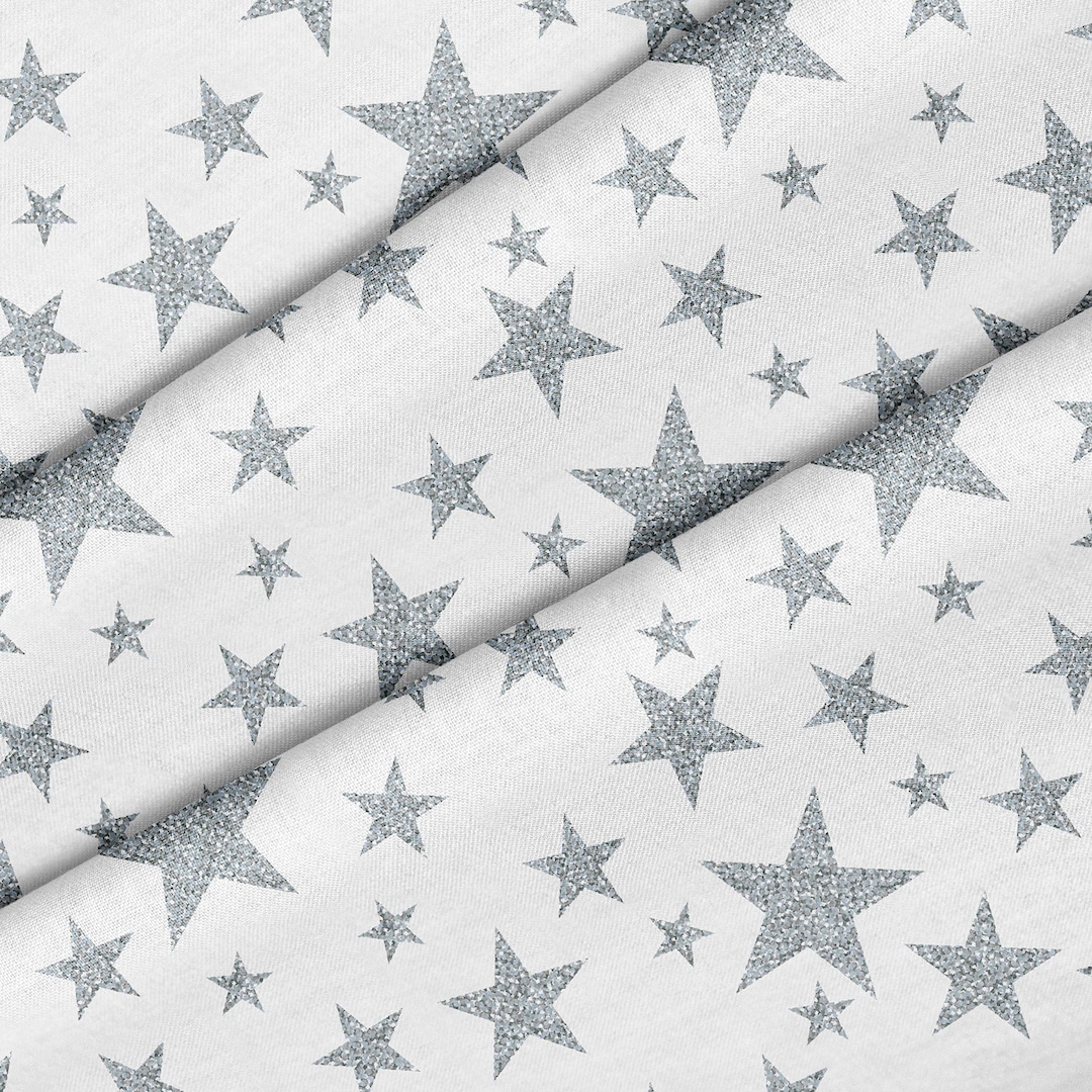 Silver Stars Theme Fabric, Premium Quality Fabric - for Quilting, DIY ...