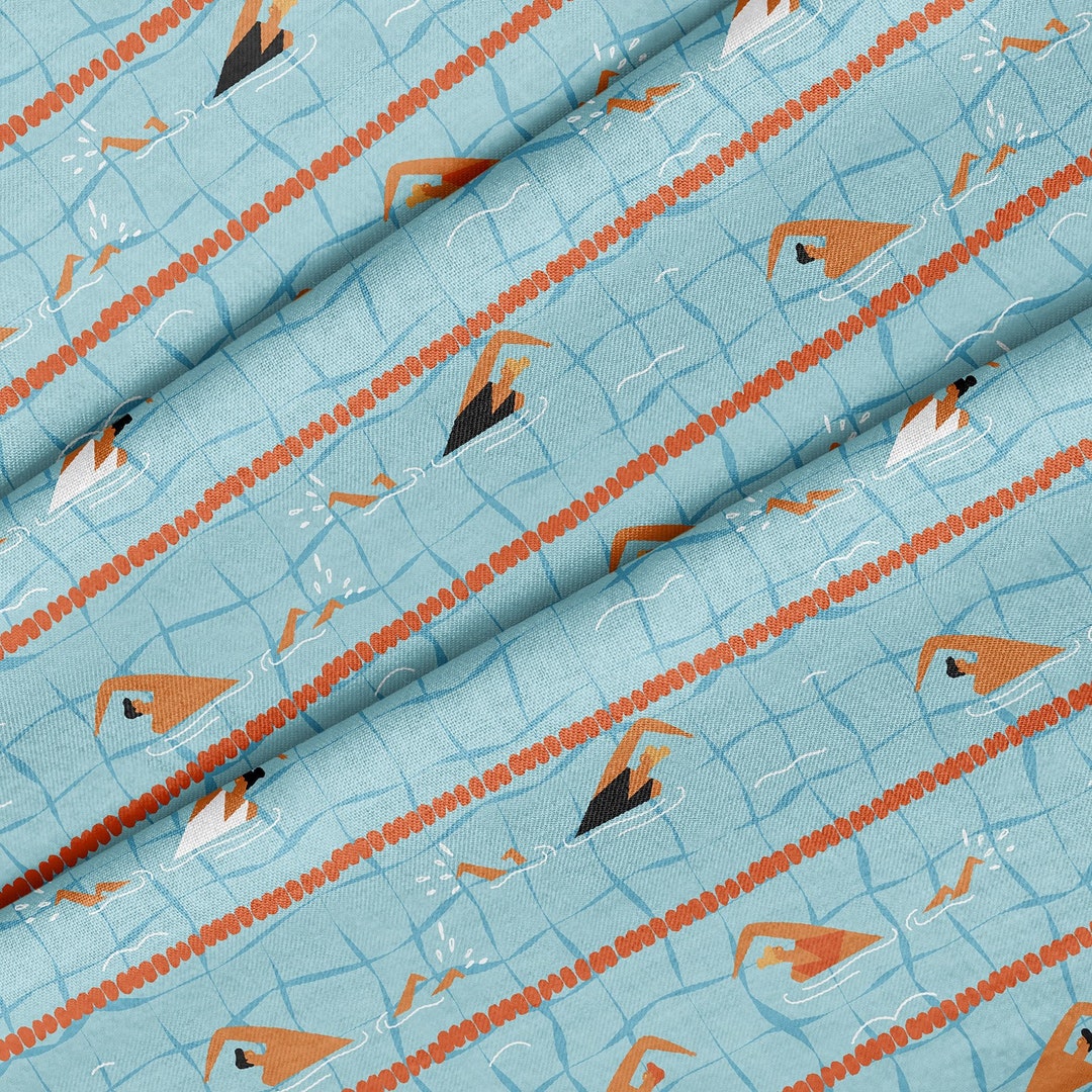 Swimmers Theme Fabric, Premium Quality Fabric - for Quilting, DIY ...