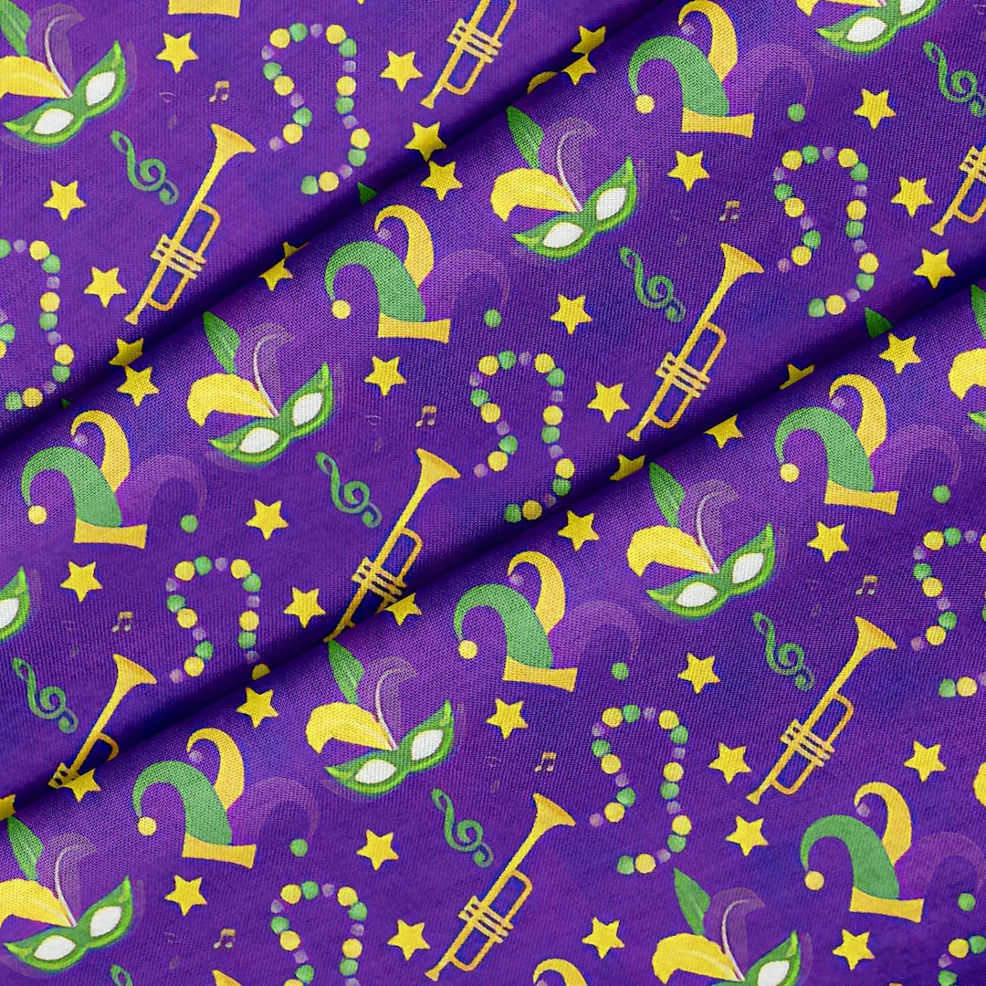 Mardi Gras Carnival Theme Fabric, Premium Quality Fabric - for Quilting ...